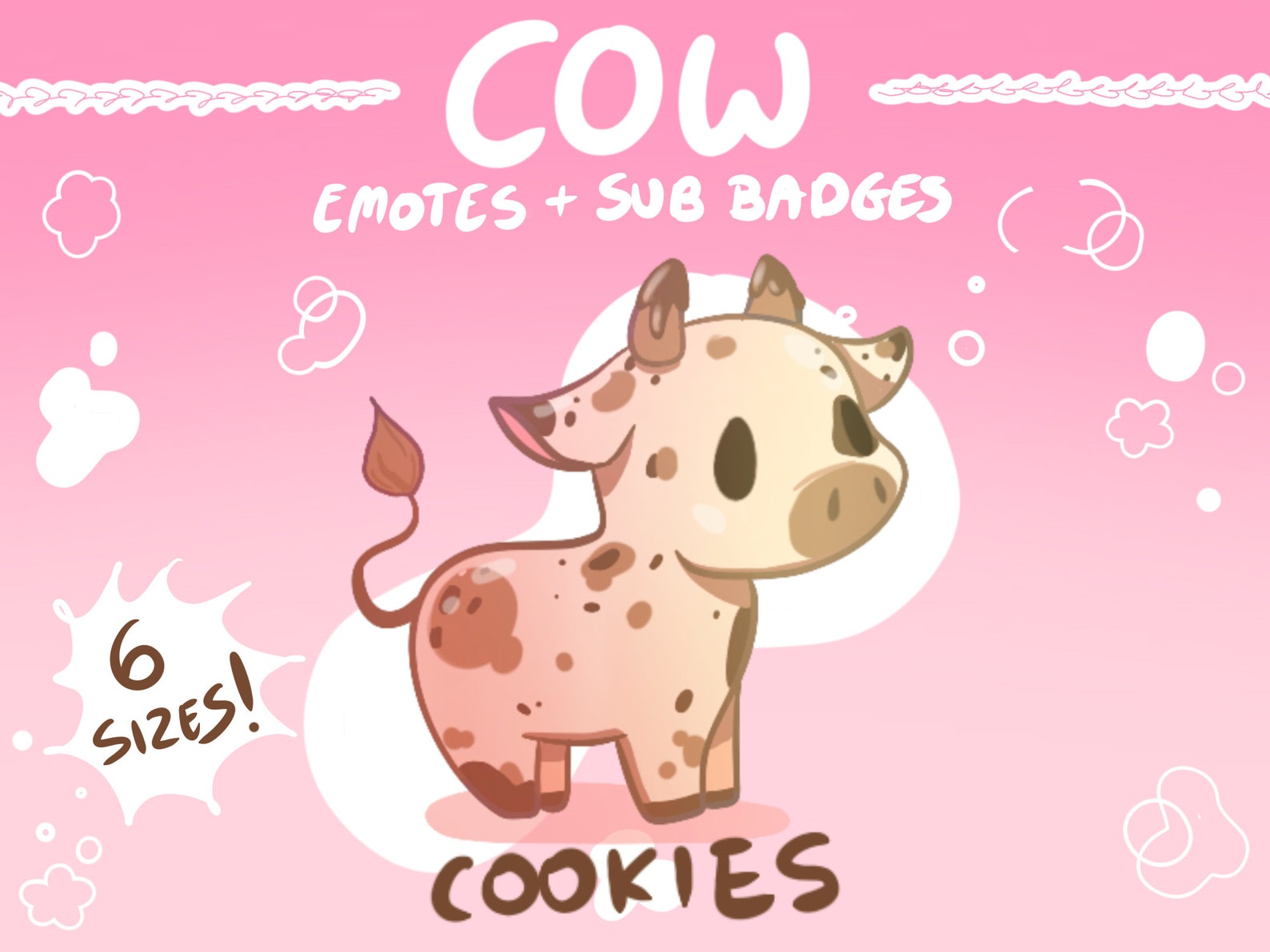 CUTE COOKIE COW Emotes X Sub Twitch Badges | Twitch Graphics | Kawaii ...