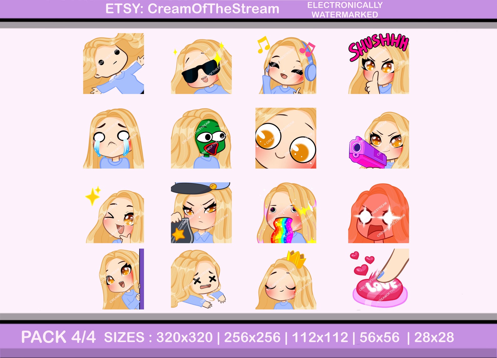 Blonde Girl Emote Kick Emotes 70pcs Pack ( OLGA : Blond Hair | Honey ...