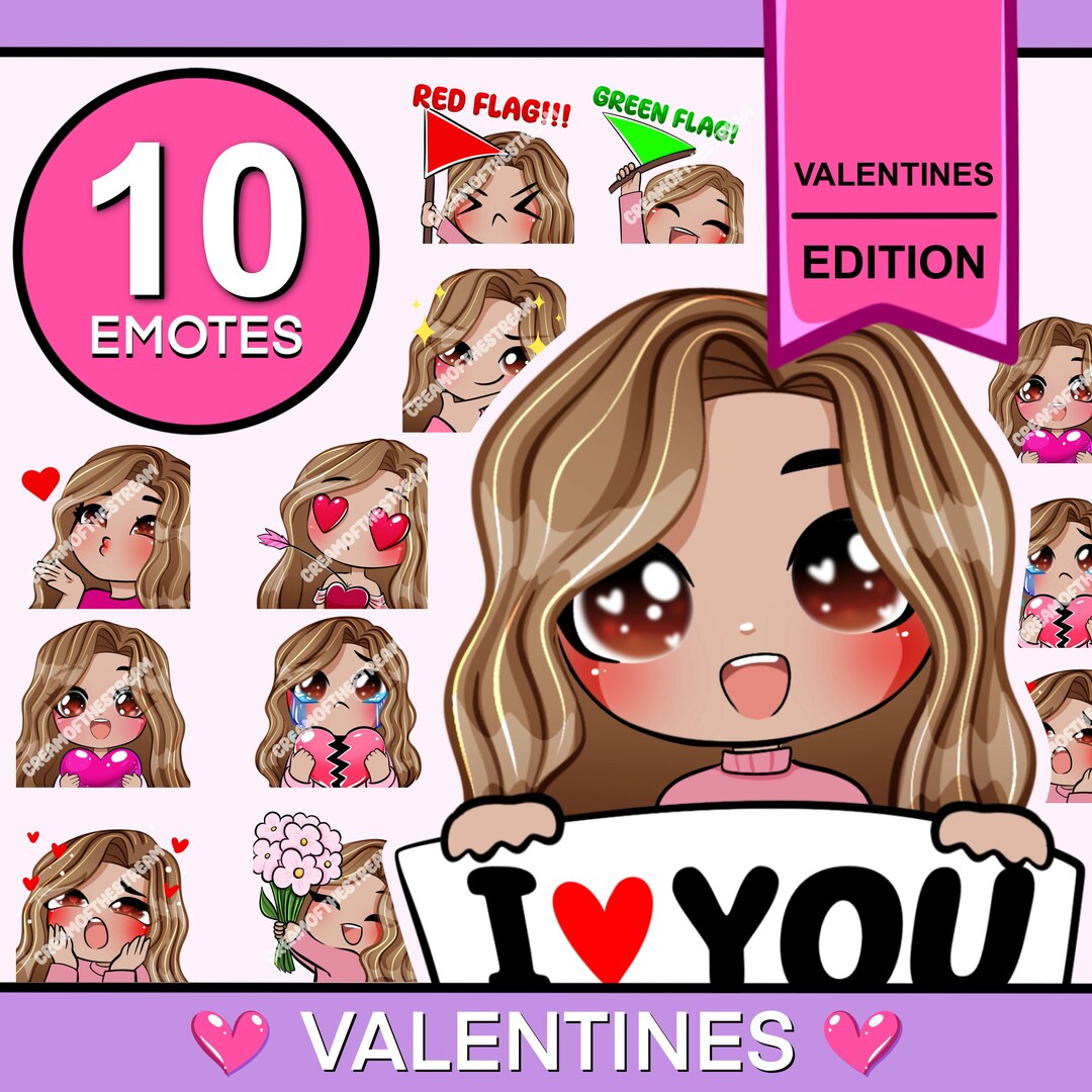 Valentines Day Kick Emotes Chibi Girl ( Kyla | Light Brown Hair | Brown ...