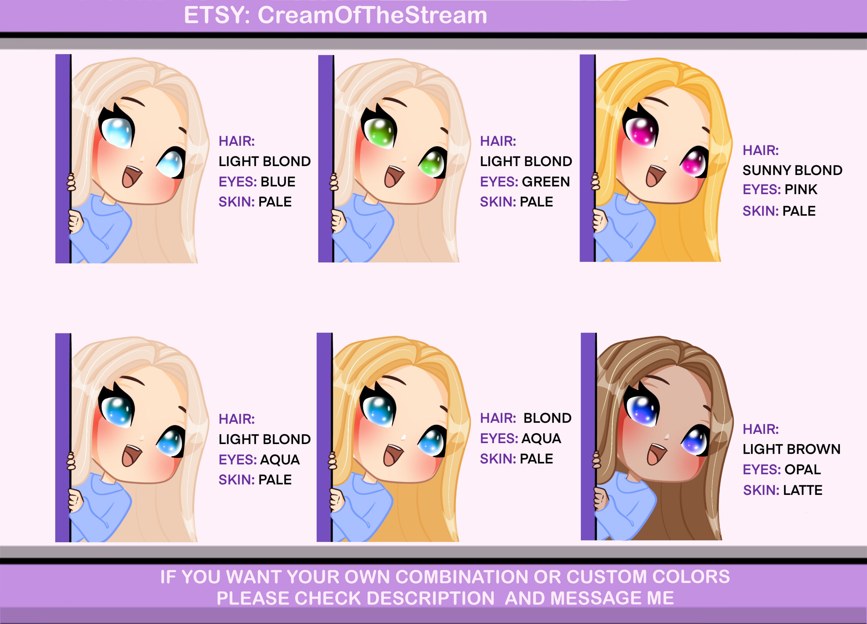 Pack of 10pcs ANIMATED Girls Emotes Girl Jane: Maroon Hair - Etsy