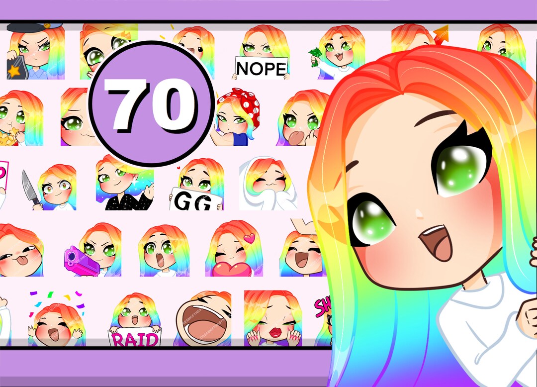 LGBTQ Emotes 70pcs ( PRIDE : Rainbow Hair | Green Eyes | Pale Skin) - Etsy
