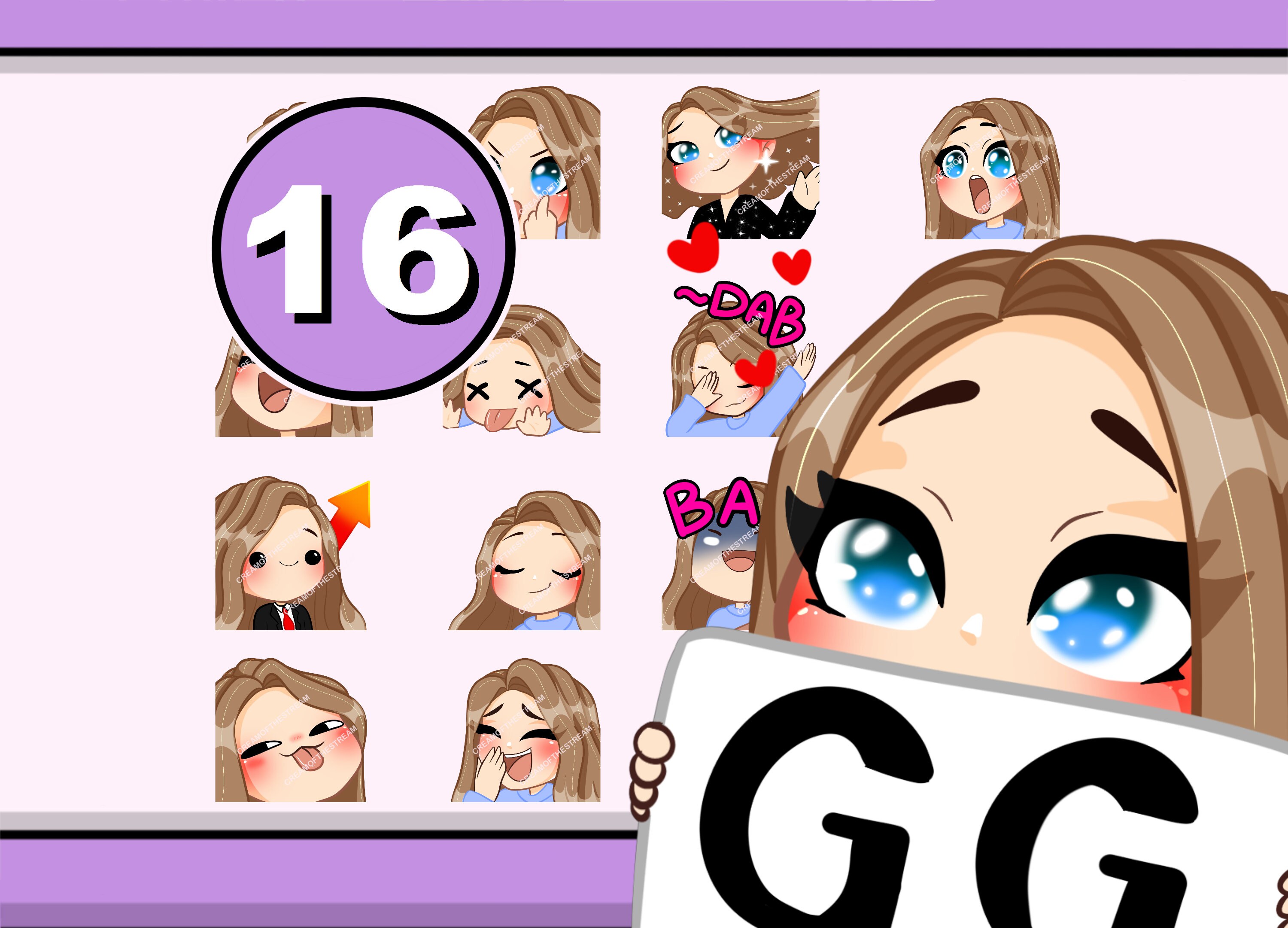 Discord Emote 16pcs EMILY : Light Brown Hair Blue Eyes - Etsy