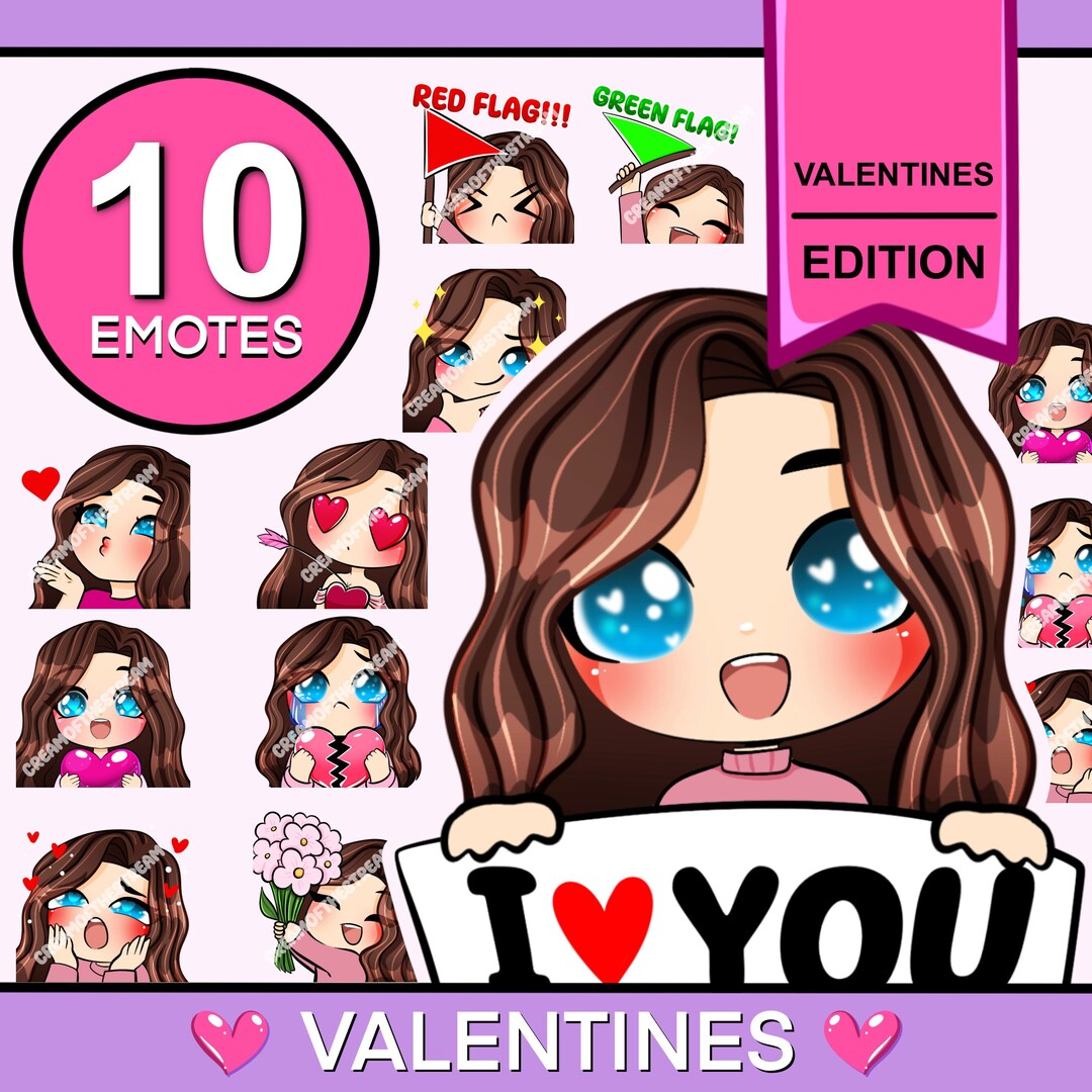 Valentines Day Chibi Emotes P2u Emote ( Maria | Brown Hair | Blue Eyes ...