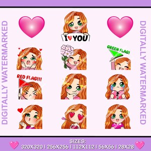 Valentines Day Chibi Emotes P2u Emote ( Leah | Ginger Hair | Emerald ...