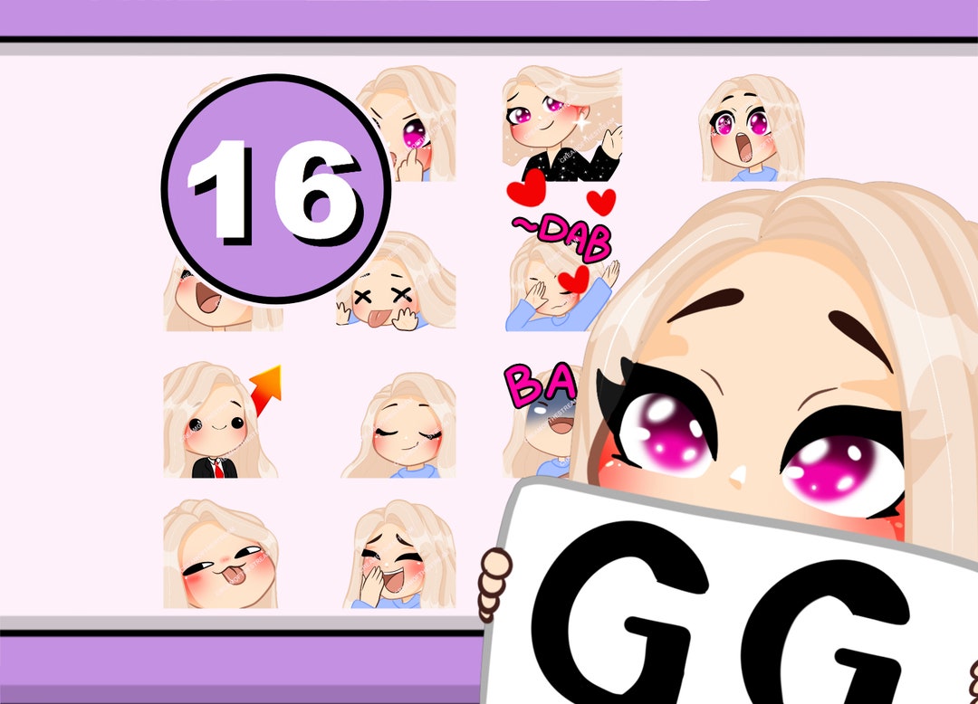 Kick Emotes 16pcs ( Girl ROSA : Light Blond Hair | Pink Eyes | Pale ...