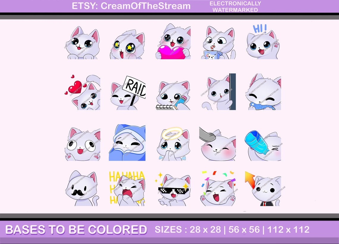 42 CUSTOM CAT Twitch Chibi Emotes - NEW Pet Emotes | Emot Twitch Emote ...