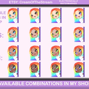 LGBTQ Emotes 70pcs ( PRIDE : Rainbow Hair | Green Eyes | Pale Skin) - Etsy