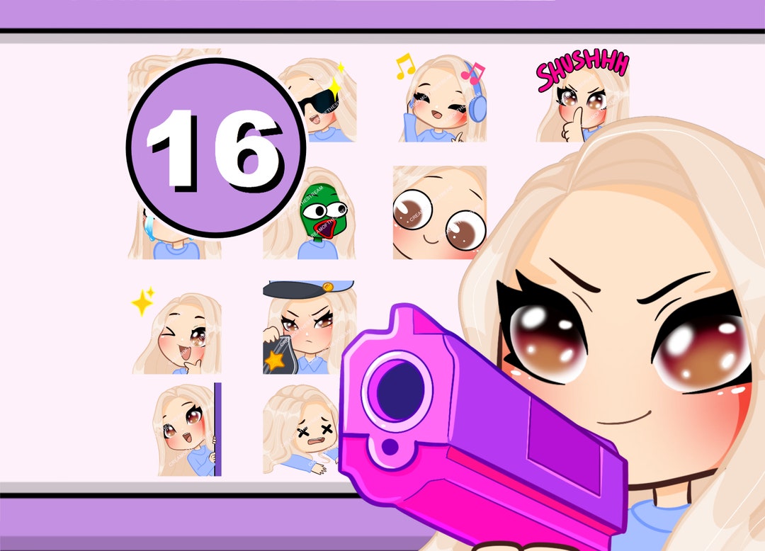 Emojis Chibi Girl Emotes 16pcs ( WENDY : Light Blond Hair | Hazel Eyes ...