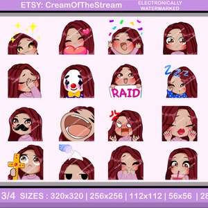 Kick Emote | Emotes for Twitch Discord 70pcs Set ( Bianca | Maroon Hair ...