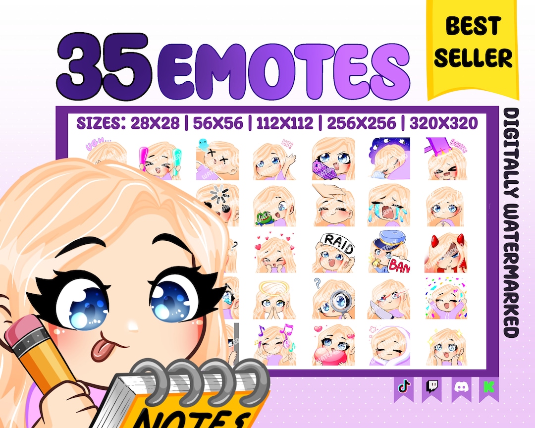 Emotes Pack Chibi Girl ( Light Blond Hair, Vanilla Skin, Blue Eyes ...