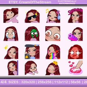 Kick Emote Emotes for Twitch Discord 70pcs Set Bianca Maroon Hair Hazel ...
