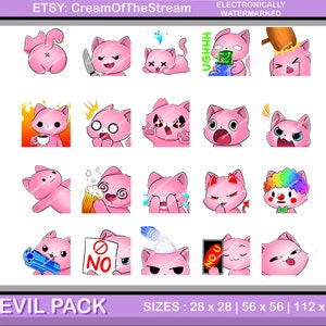 42 Pink Cat Emotes Mega Pack Twitch Emote | Cute Chibi Kitten Furry Pet ...