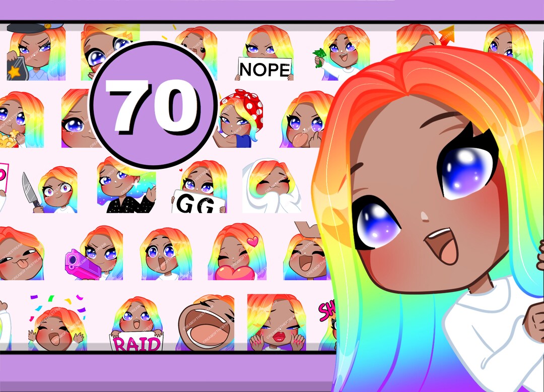 LGBT Emotes 70pcs ( PRIDE : Rainbow Hair | Opal Eyes | Carmel Skin) - Etsy