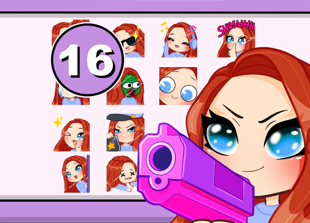 Kick Emotes 16pcs Female RAJA : Ruby Hair Blue Eyes Pale - Etsy