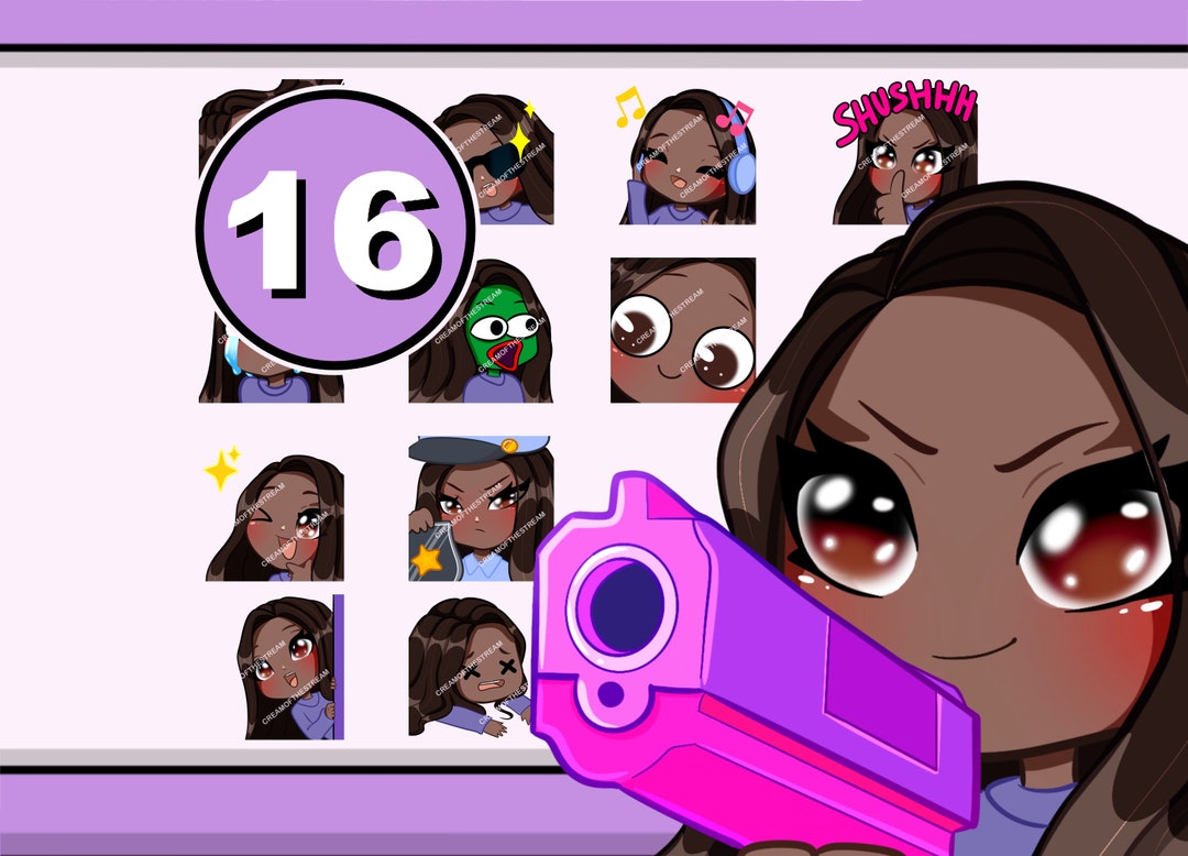 P2U Emote 16pcs ( Innes | Dark Brown Hair | Brown Eyes | Mocha Skin ...