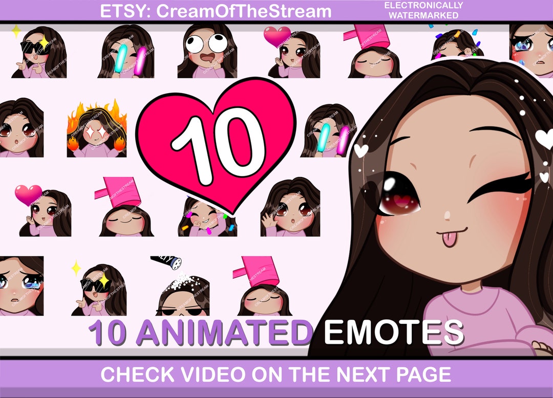SMOOTH 10pcs Animated Emotes ZOE : Dark Brown Hair Brown Eyes Latte ...