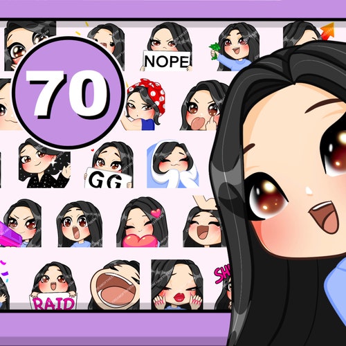 Twitch Emotes Mega Pack Curly Black Hair Brown Eyes Tan Etsy