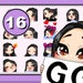 Twitch Emote 16pcs Pack ( Female ELISA : Black Hair | Brown Eyes | Pale ...