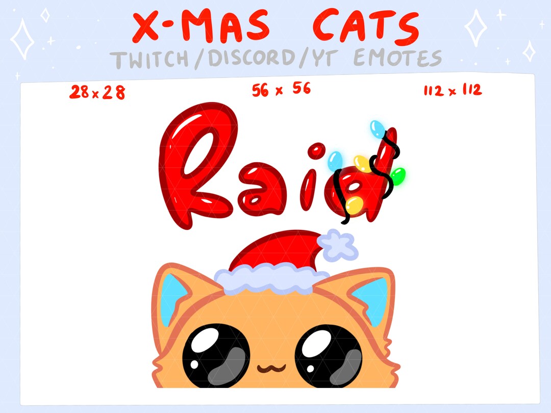 Christmas Raid Cats Twitch Emote | Discord, Xmas, P2U, Overlay, Screen ...