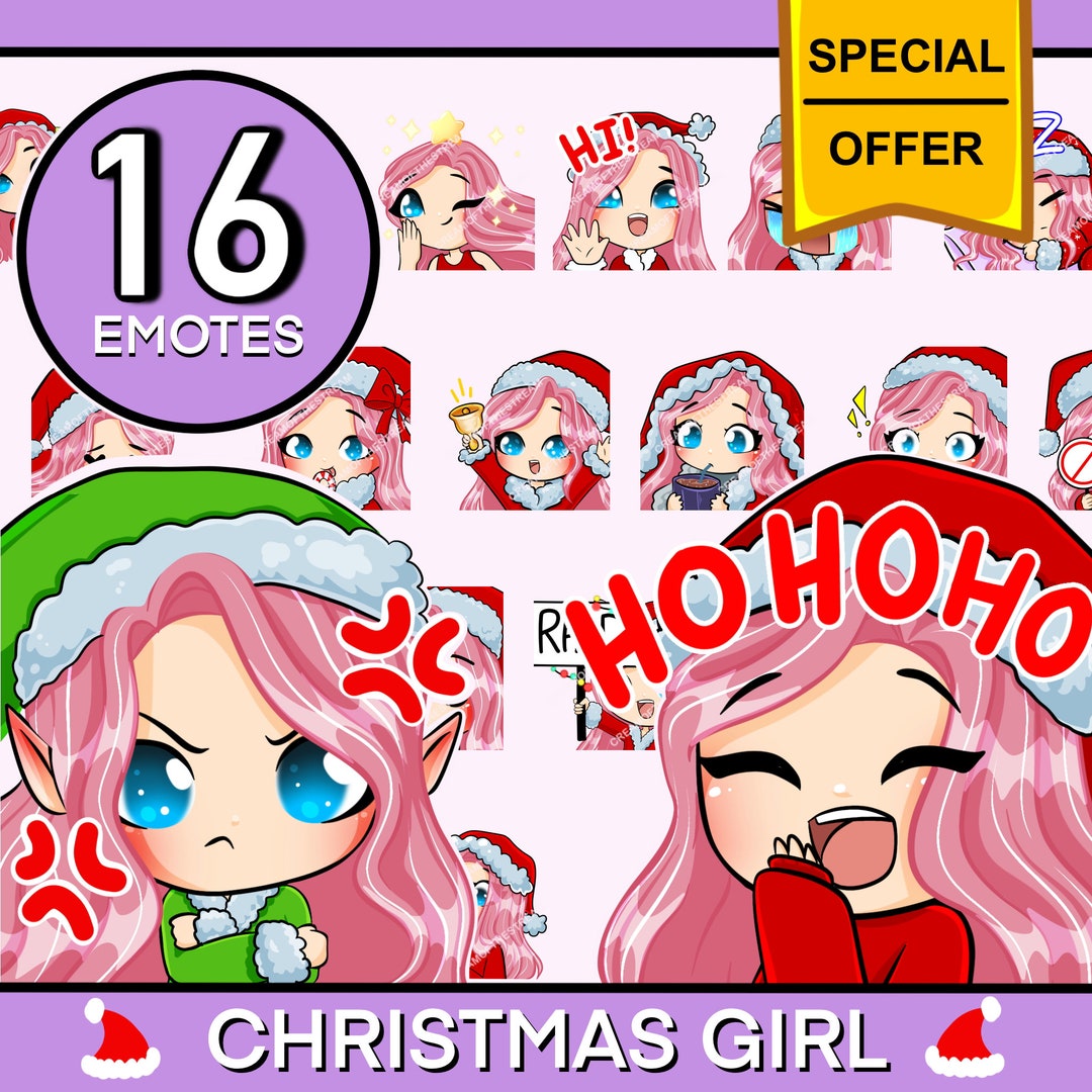 Christmas Emote Pack Chibi Emotes ( Femke | Pink Hair | Blue Eyes ...