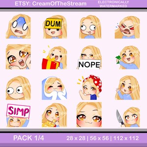 Blonde Girl Emote Kick Emotes 70pcs Pack OLGA : Blond Hair - Etsy