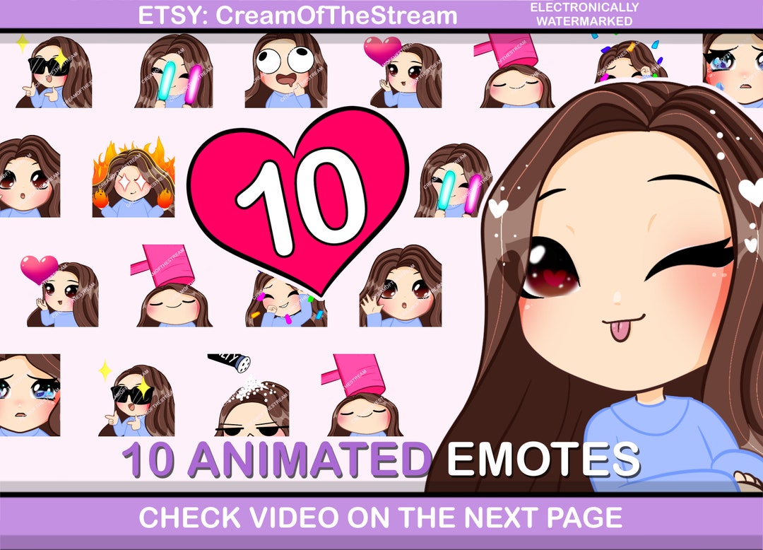 SMOOTH 10pcs Animated Emotes (anne : Brown Hair | Brown Eyes | Pale ...