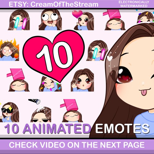 SMOOTH 10pcs Animated Emotes anne : Brown Hair Brown Eyes - Etsy