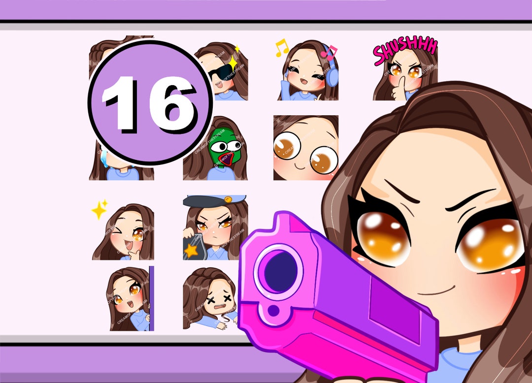 Video Game Emotes 16pcs Pack ( Girl ROXY : Brown Hair | Honey Eyes ...