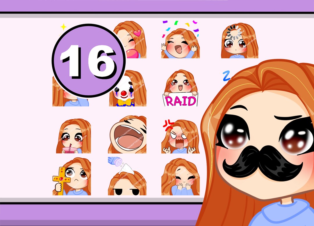Discord Emojis 16pcs ( FELICIA : Ginger Hair | Brown Eyes | Pale Skin ...