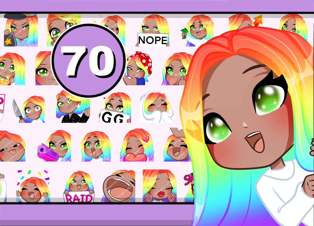 Pride Emotes 70pcs ( PRIDE : Rainbow Hair | Green Eyes | Carmel Skin ...