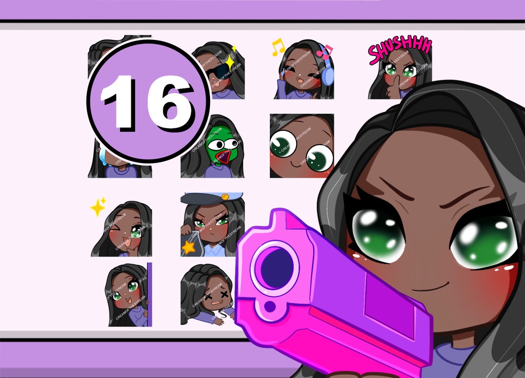 Black Girl Emotes 16pcs ( Girl ASIA: Black Hair | Emerald Eyes | Mocha ...