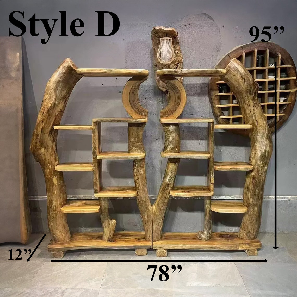 Solid Wood Bookcase Mid Century Free Standing Vintage Bookshelf Display ...