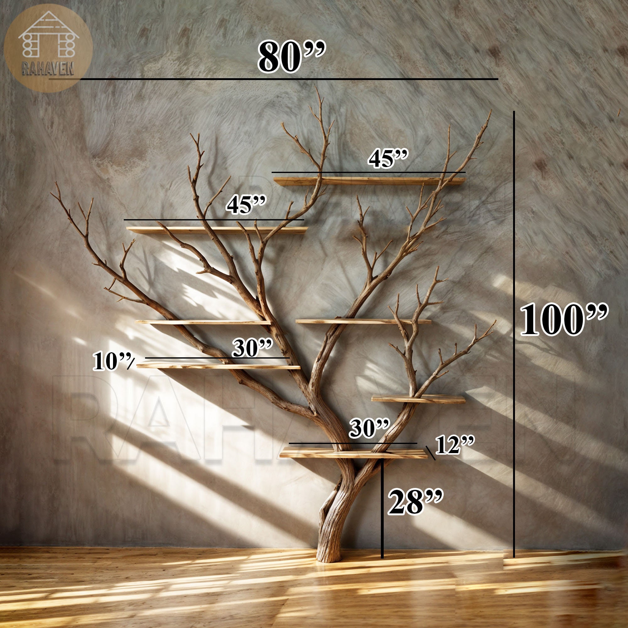 Tree Branches Shelf Live Edge Shelf Floating Shelves Wood Wall Mount ...