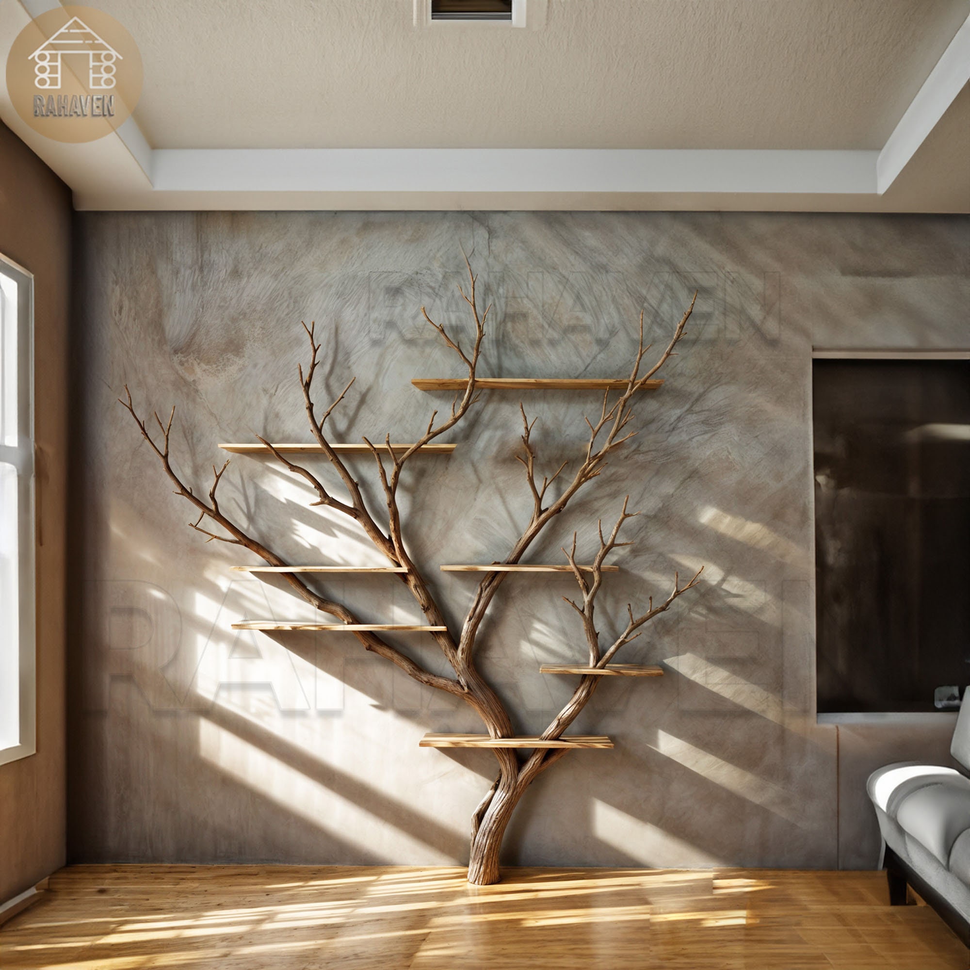 Tree Branches Shelf Live Edge Shelf Floating Shelves Wood Wall Mount ...