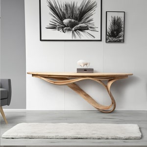 Console Table Modern Solid Wood Wavy Coffee Table Unique Furniture ...