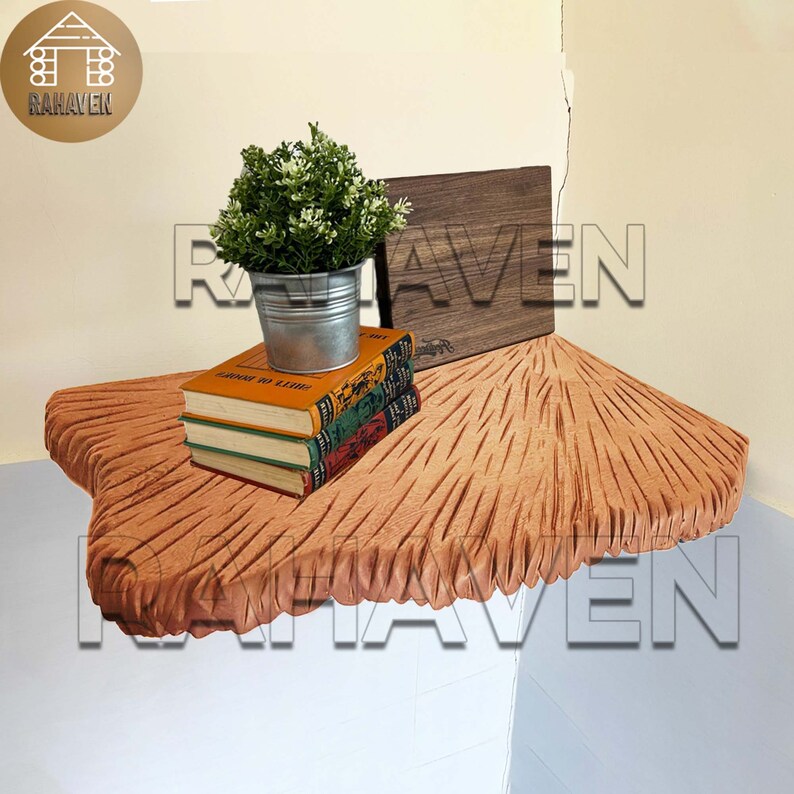 Live Edge Corner Shelf Solid Wood Shelf Floating Bookshelf on Wall ...