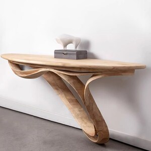 Console Table Modern Solid Wood Wavy Coffee Table Unique Furniture ...
