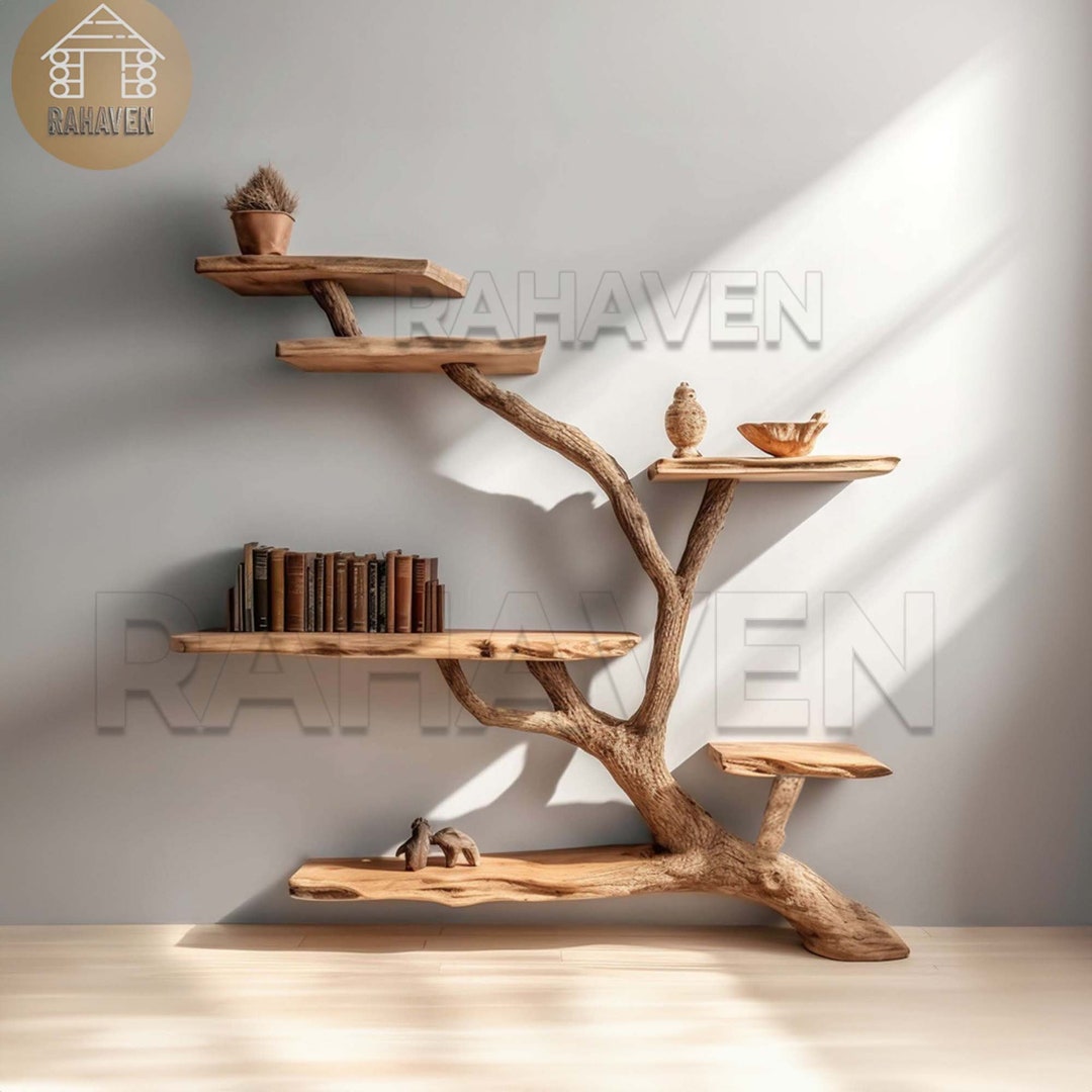Tree Book Shelf Driftwood Branch Floating Bookshelf Shelves on Wall ...