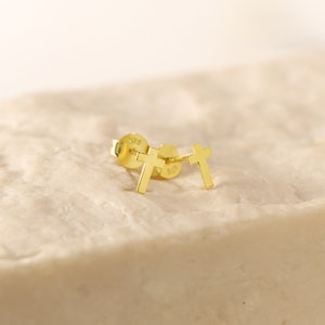 Tiny Cross Earrings, Tiny Studs, Cross Studs, Dainty Stud Earrings, Dainty Cross Earrings, Gift ...