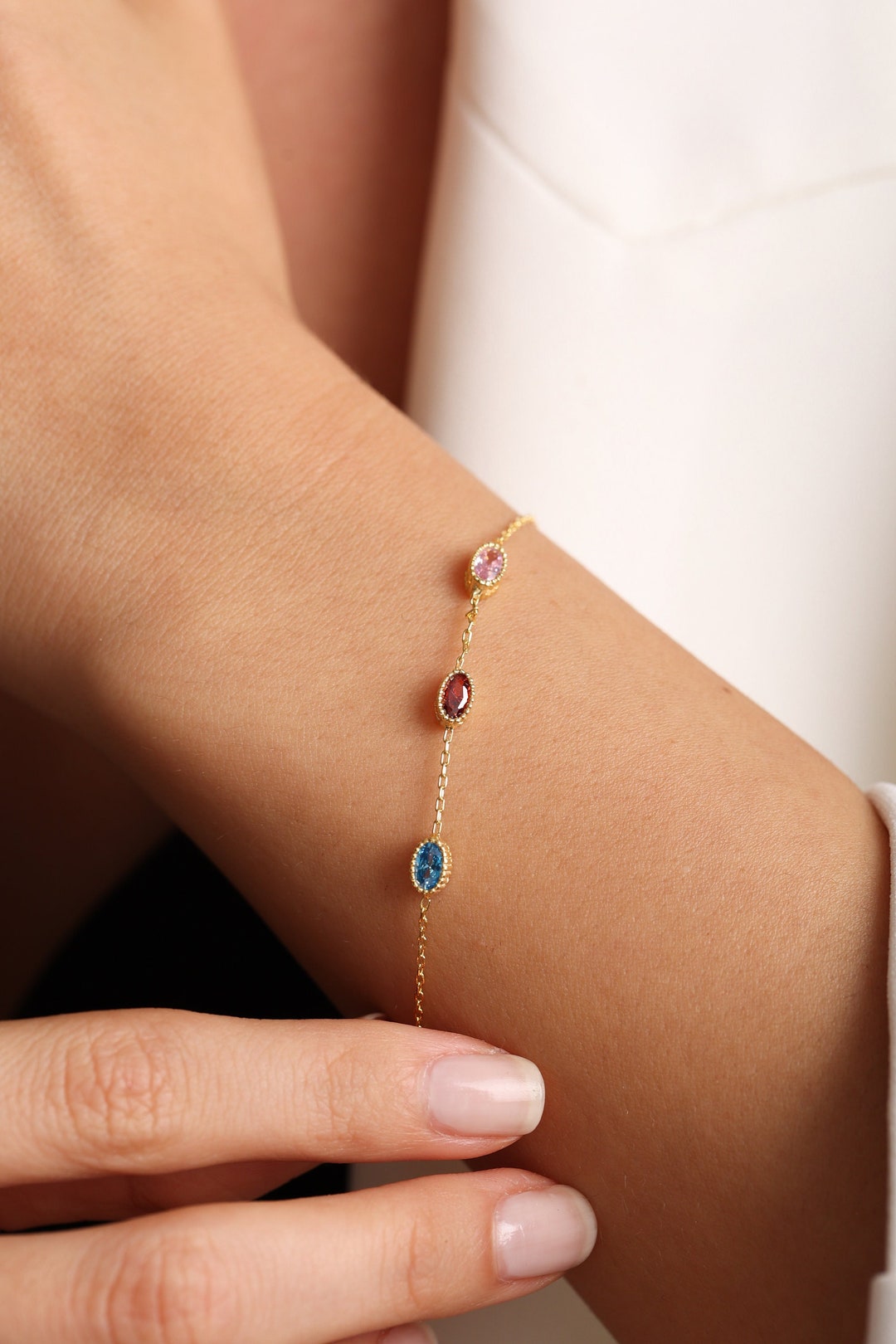 Custom Birthstone Bracelet, Multiple Birthstone Bracelet, Birthstone ...