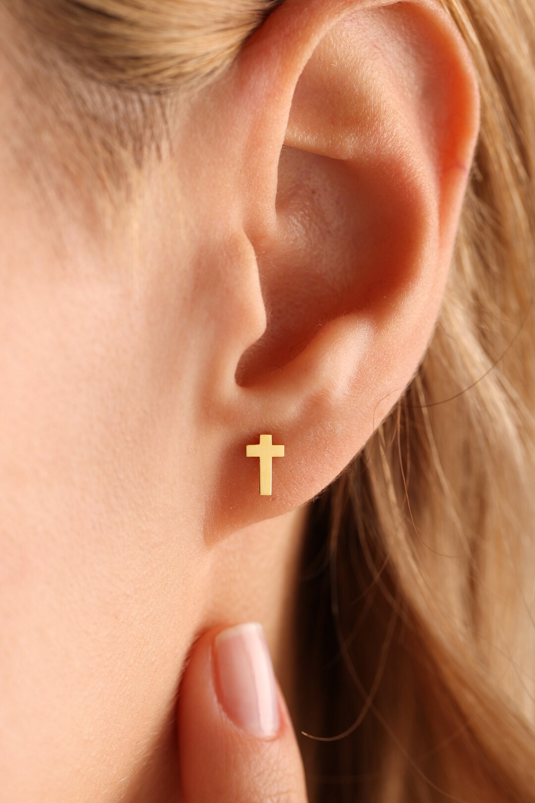 Tiny Cross Earrings, Tiny Studs, Cross Studs, Dainty Stud Earrings, Dainty Cross Earrings, Gift ...