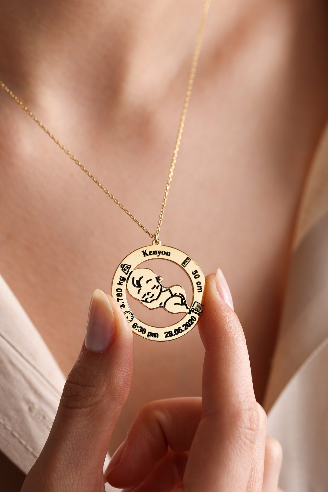 Personalized Baby Birth's Necklace, Baby Birth Stats Necklace, Baby ...