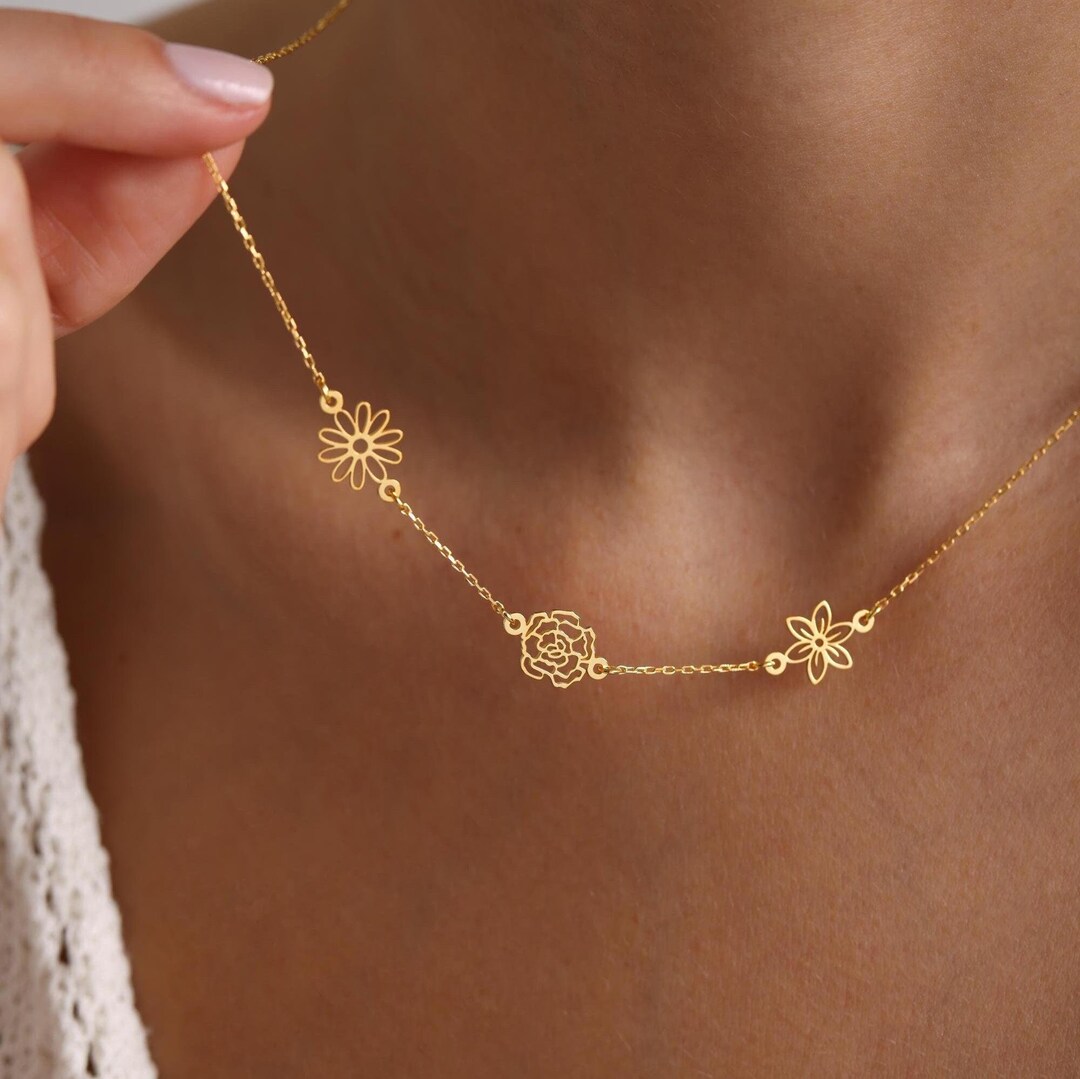 Multiple Birth Flower Necklace, Meaningful Gift, Grandma Christmas Gift ...