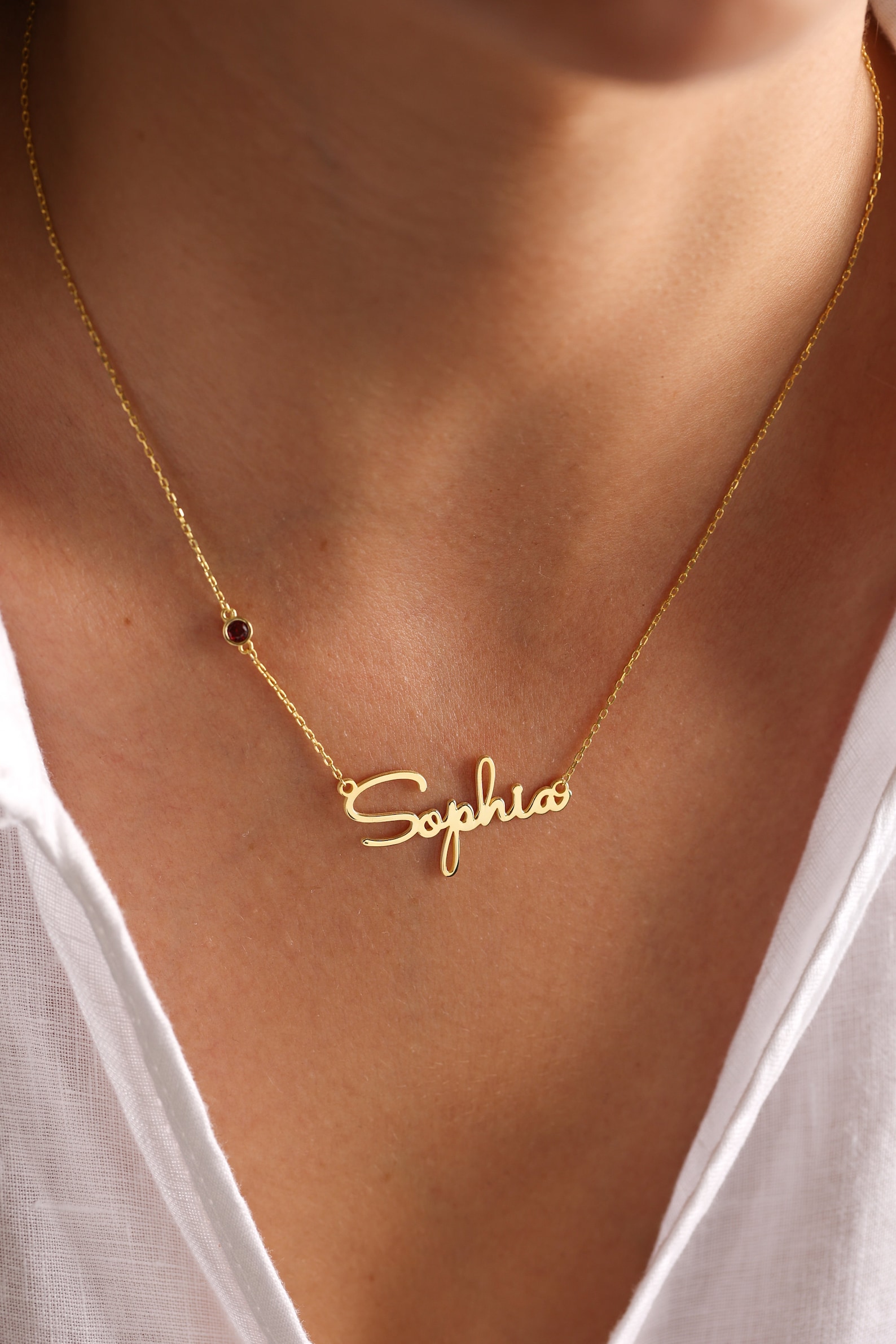 Custom Name Necklace With Birthstone Birthstone Name - Etsy