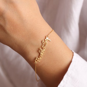 Two Name Bracelet With Heart, Dainty Family Bracelet, 2 Names Bracelet ...