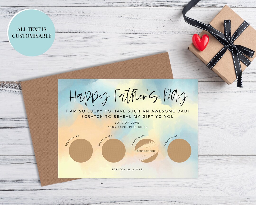 Personalised Fathers Day Scratch Card Custom Birthday, Anniversary Card ...