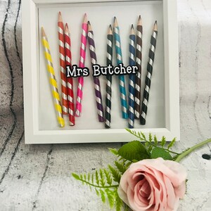 Personalised Teacher Box Frame Crayon Crayola Pencil Thank You Gift ...