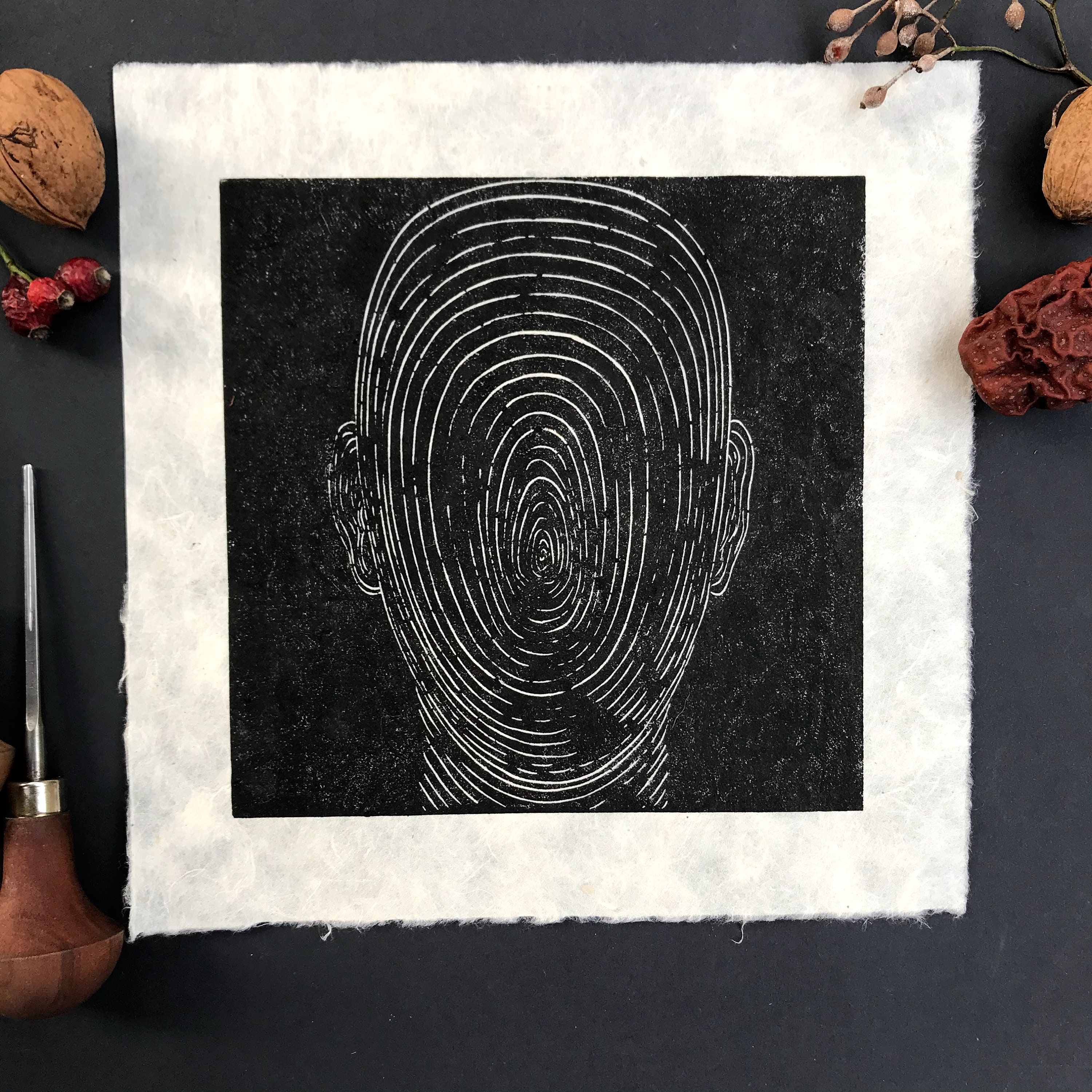 Spiral Head lino print prints wood & linocut prints | Etsy