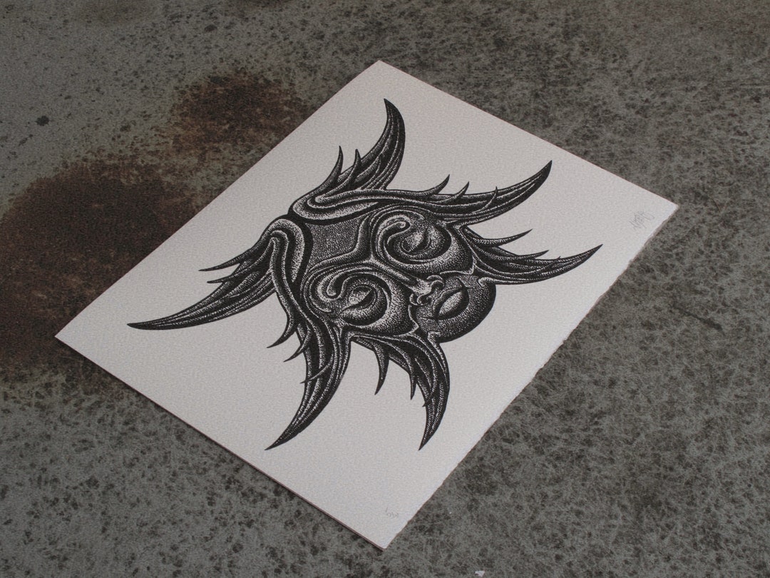 Linocut Relief Print | Handmade Art | Sun | - Etsy