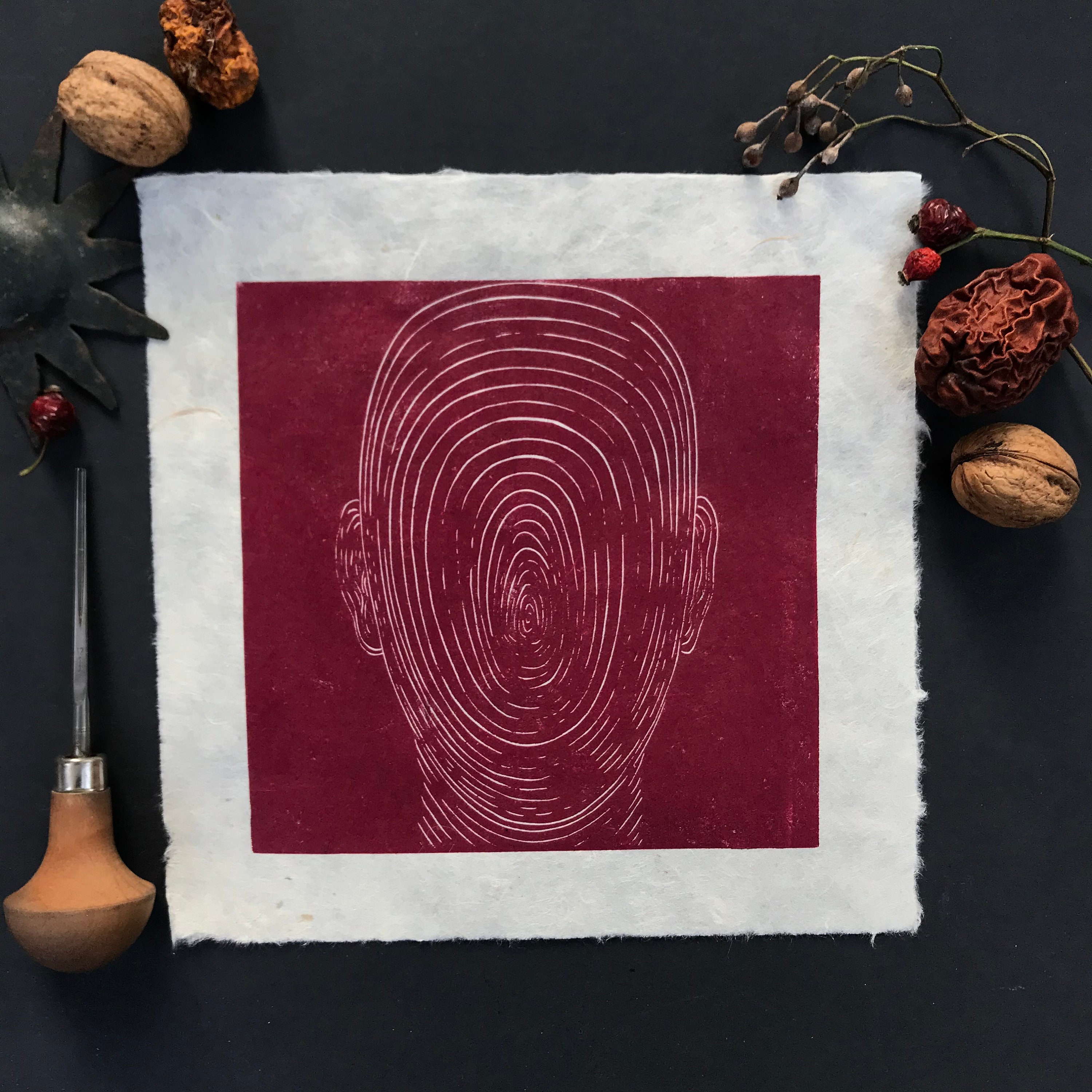 Spiral Head lino print prints wood & linocut prints | Etsy